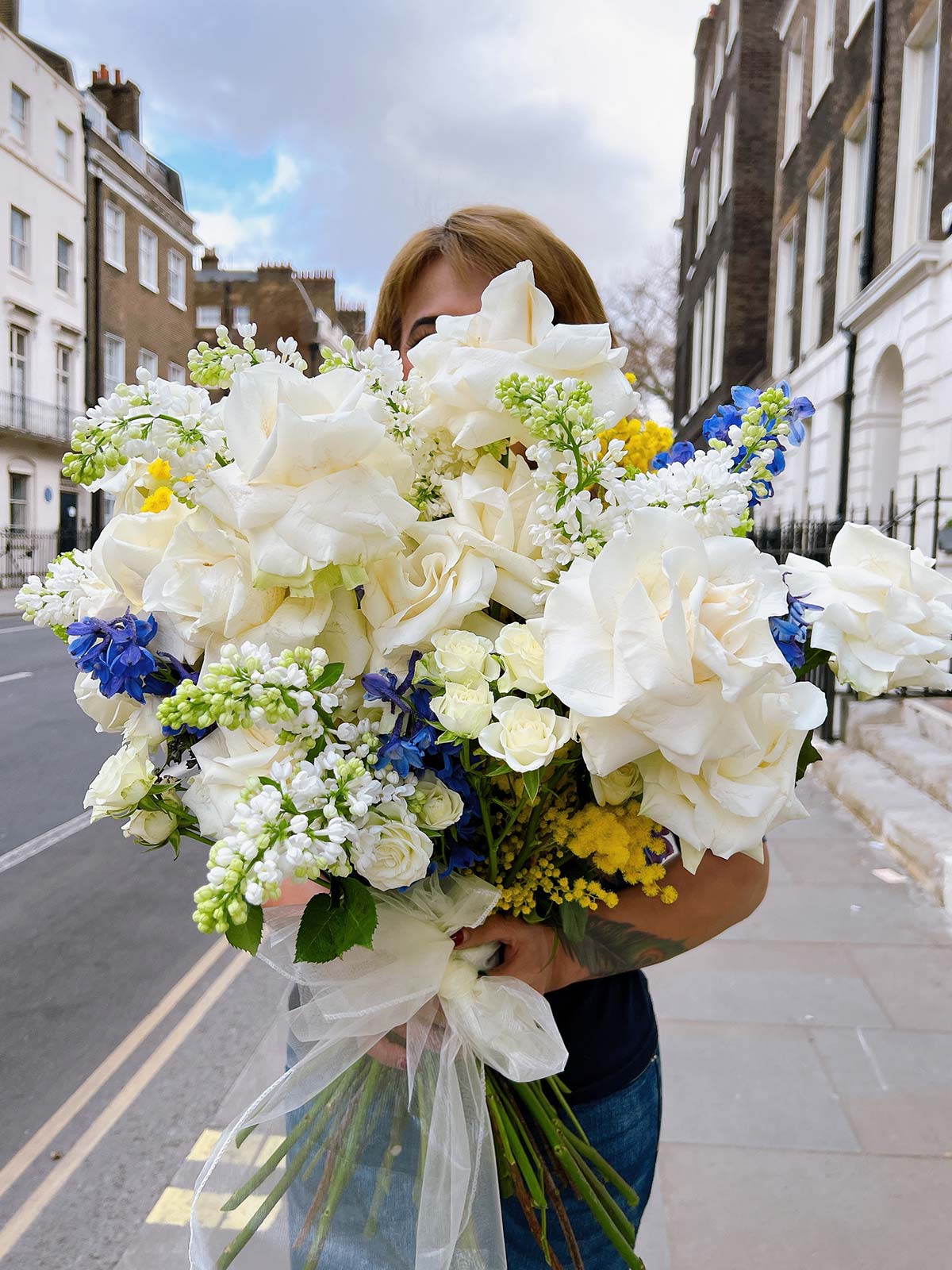 White & Blue Bouquet | Flower London | Same Day Flower Delivery London